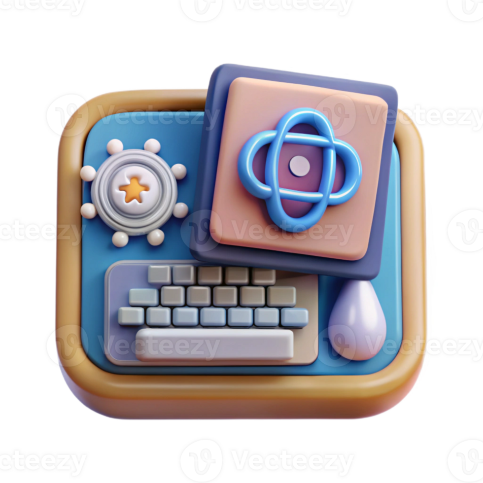 beautiful rustic Quantum Computer Programming Icon Cutout with Keyboard ...