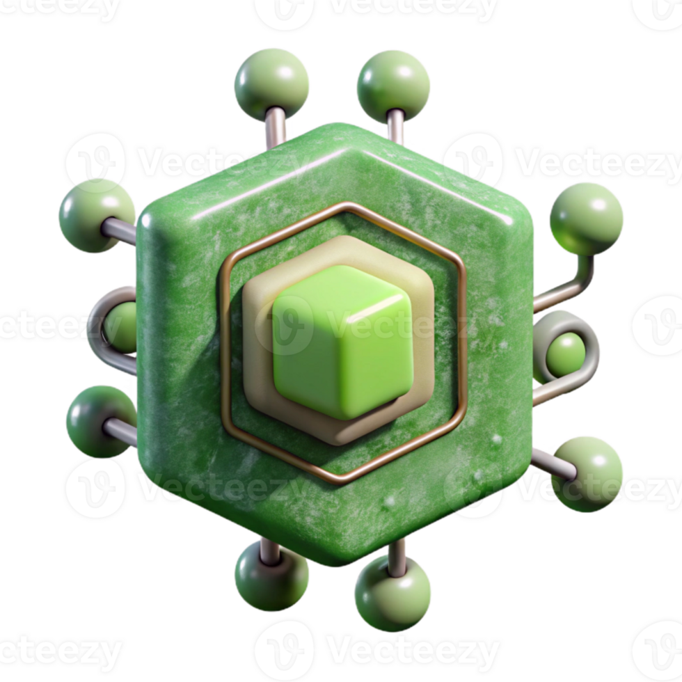 Elegant Modern Quantum Computing Network Node Green Circuit Isolated