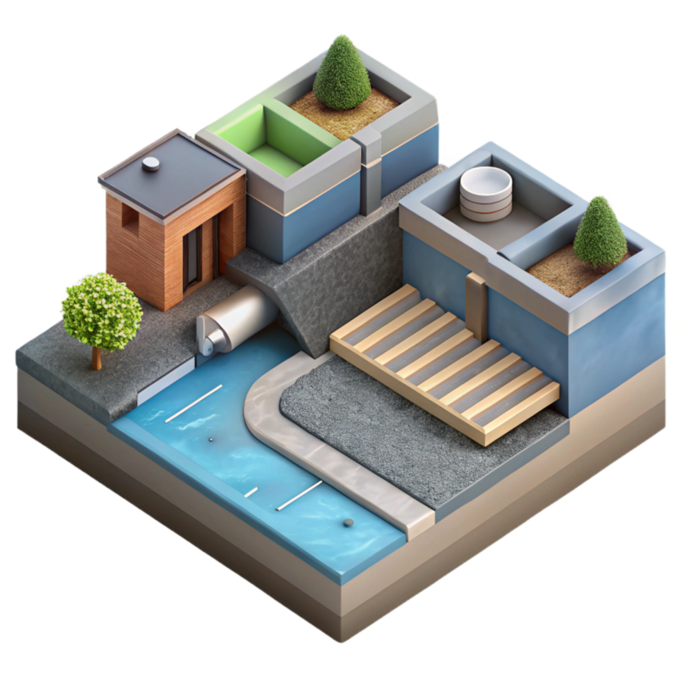 serene creative Urban Drainage System Isometric View Isolated genuine ...