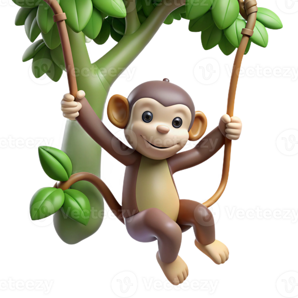 stunning contemporary Mischievous Monkey Swinging Through Trees high resolution 57891369 PNG