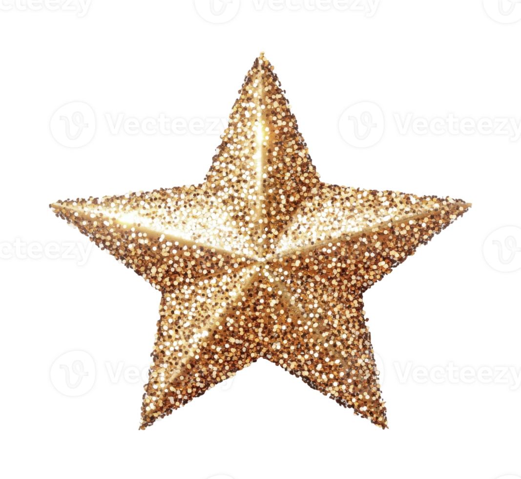 Sparkling gold glitter star ornament with textured surface 57902317 PNG