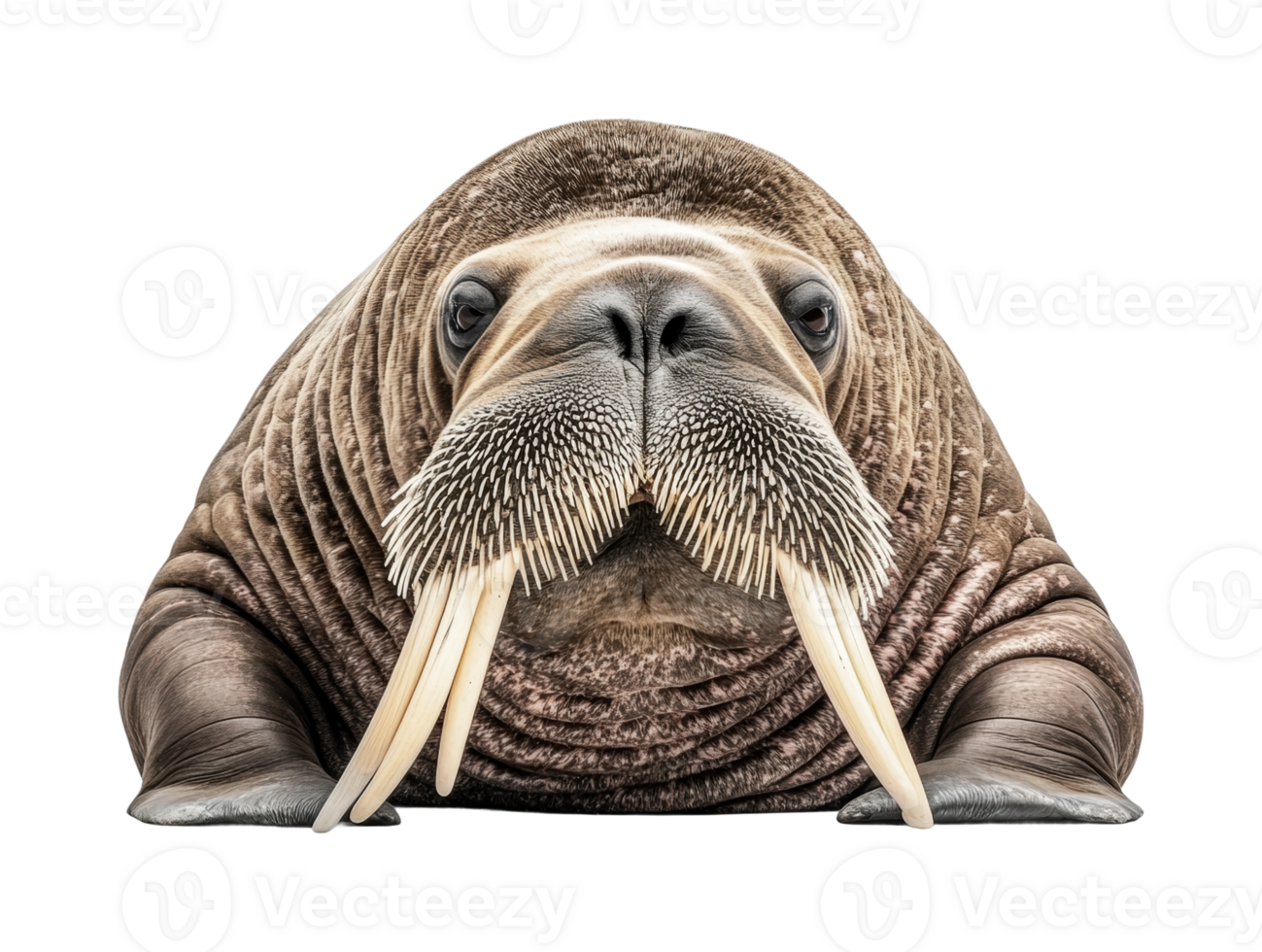 Majestic adult walrus with impressive tusks on black background 57902455 PNG