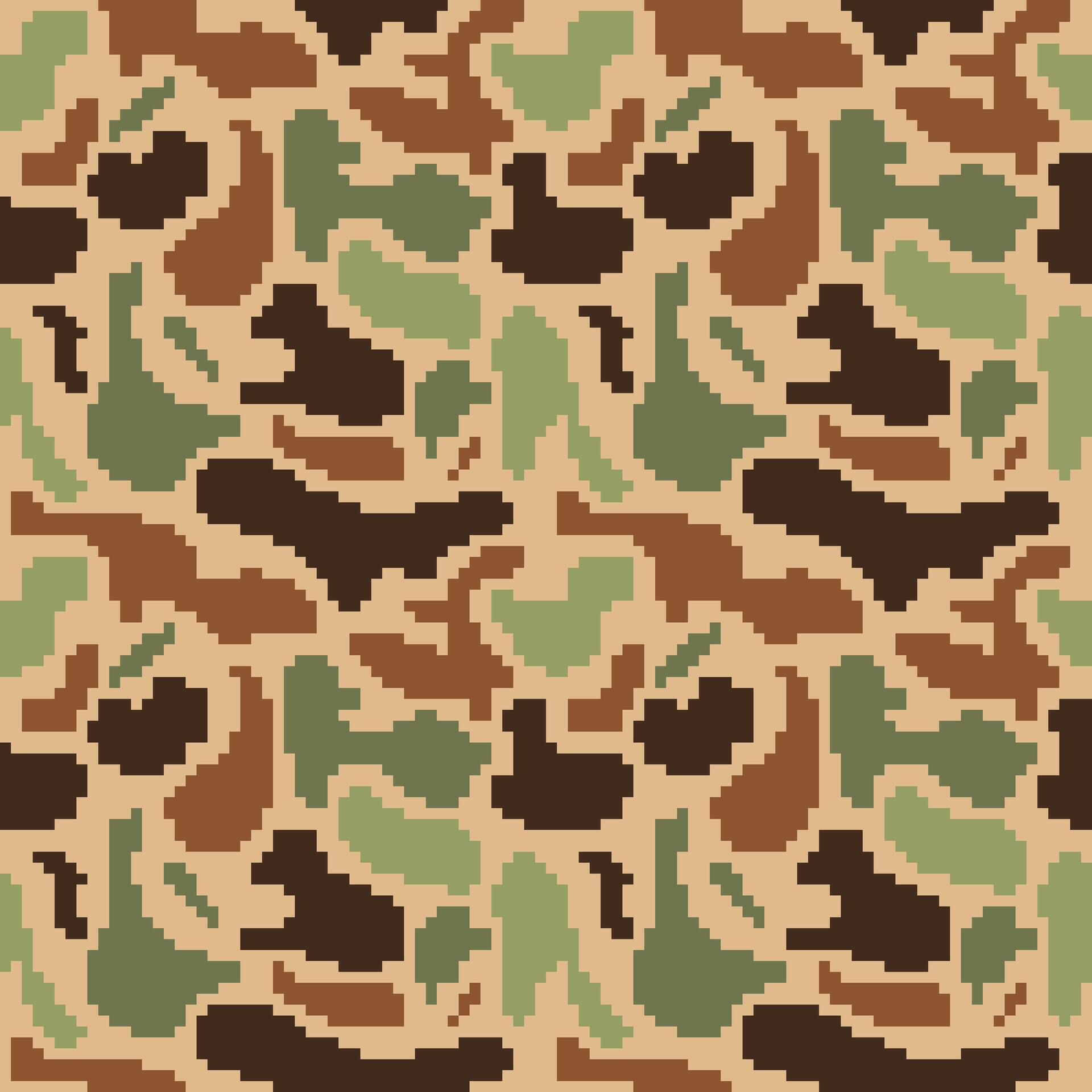 A pixelated camouflage seamless pattern design, featuring a classic ...