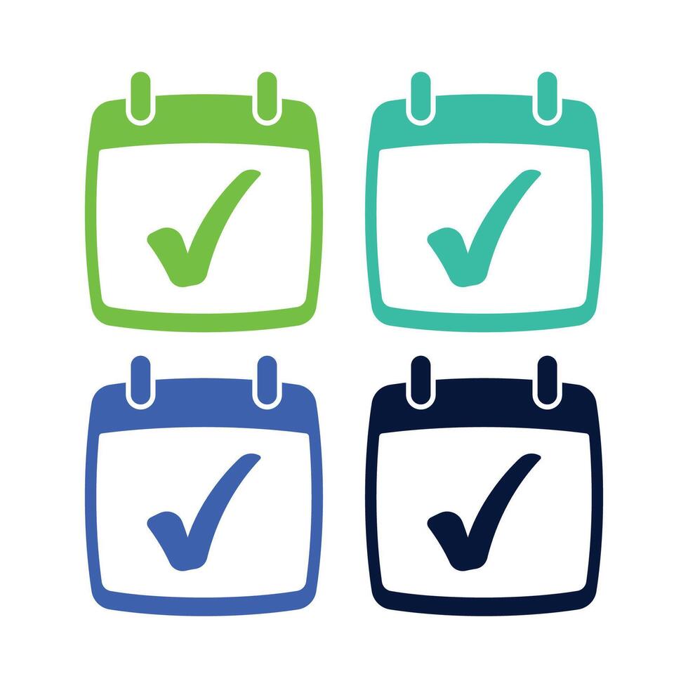 Rounded Calendars Check Marks Set 57965549 Vector Art at Vecteezy