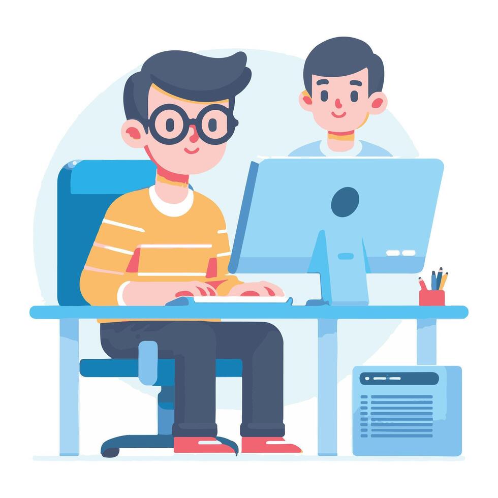 Teamwork in Coding Collaborative Development Environment Illustration ...