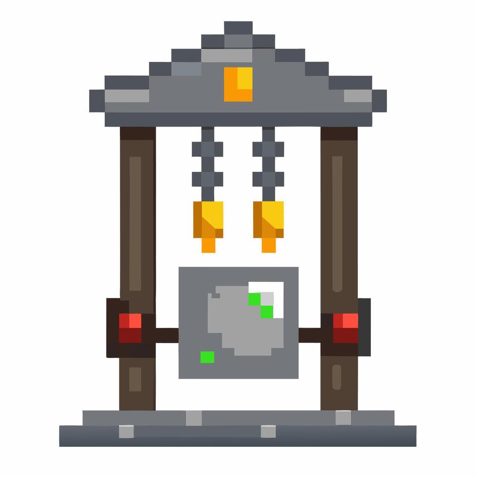 Pixel Art Medieval Gallows with Guillotine Retro Game Icon in 8 bit ...