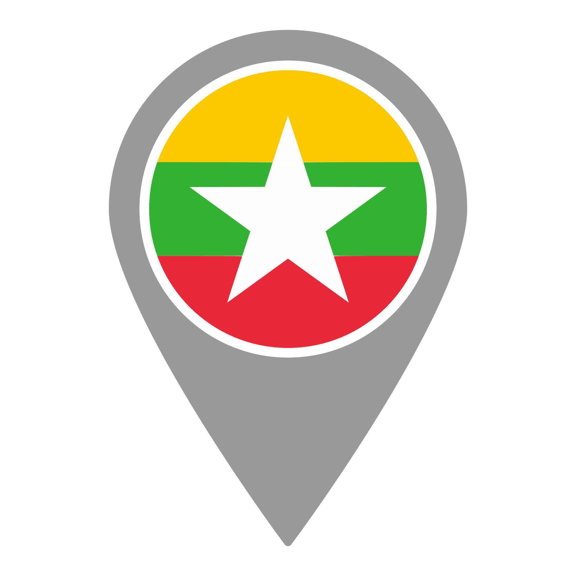 Myanmar flag location pin, flag application, Flag on Location Pin, map pointer, illustration ...