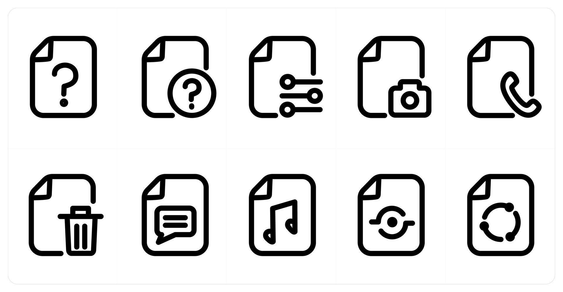Set of 10 micro icons as file query, file, camera file 57980722 Vector ...