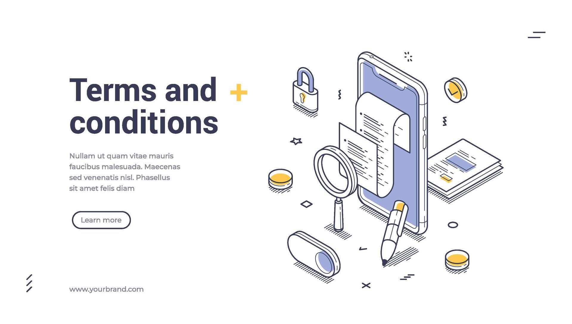 Web banner template for terms and conditions featuring isometric design ...