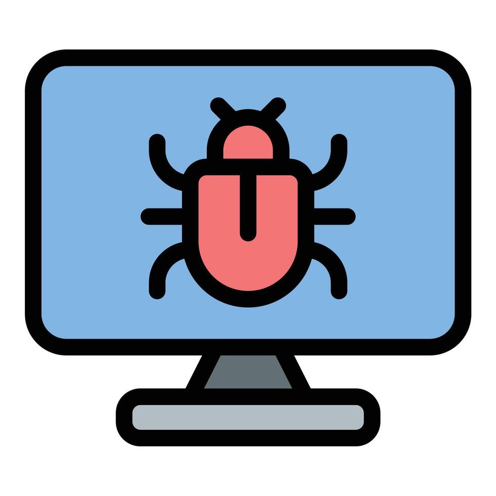 System bug icon in flat line style representing software errors glitches and technical issues ...