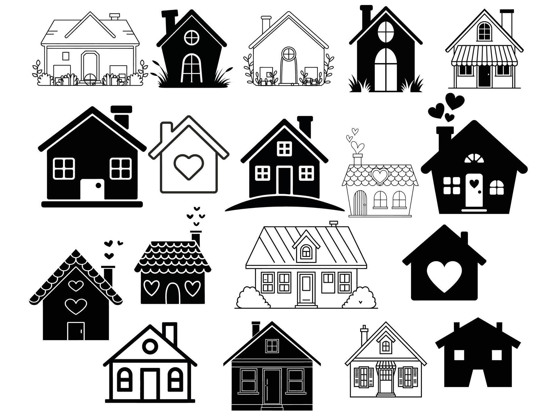 House Silhouette. Set of House Silhouettes Collection. 57994978 Vector ...