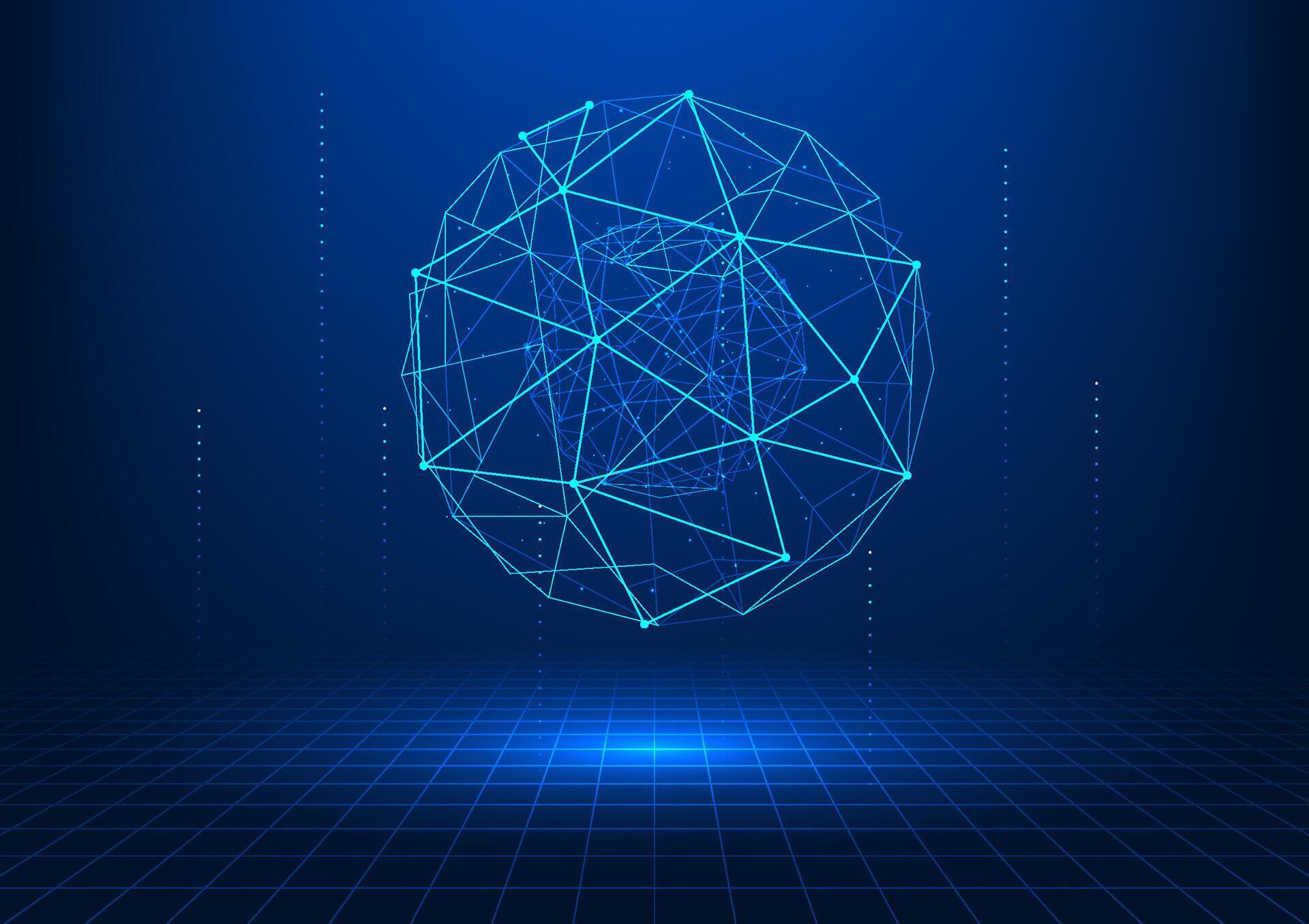 Abstract technology background. Circles with lines connecting them represent the growth and ...