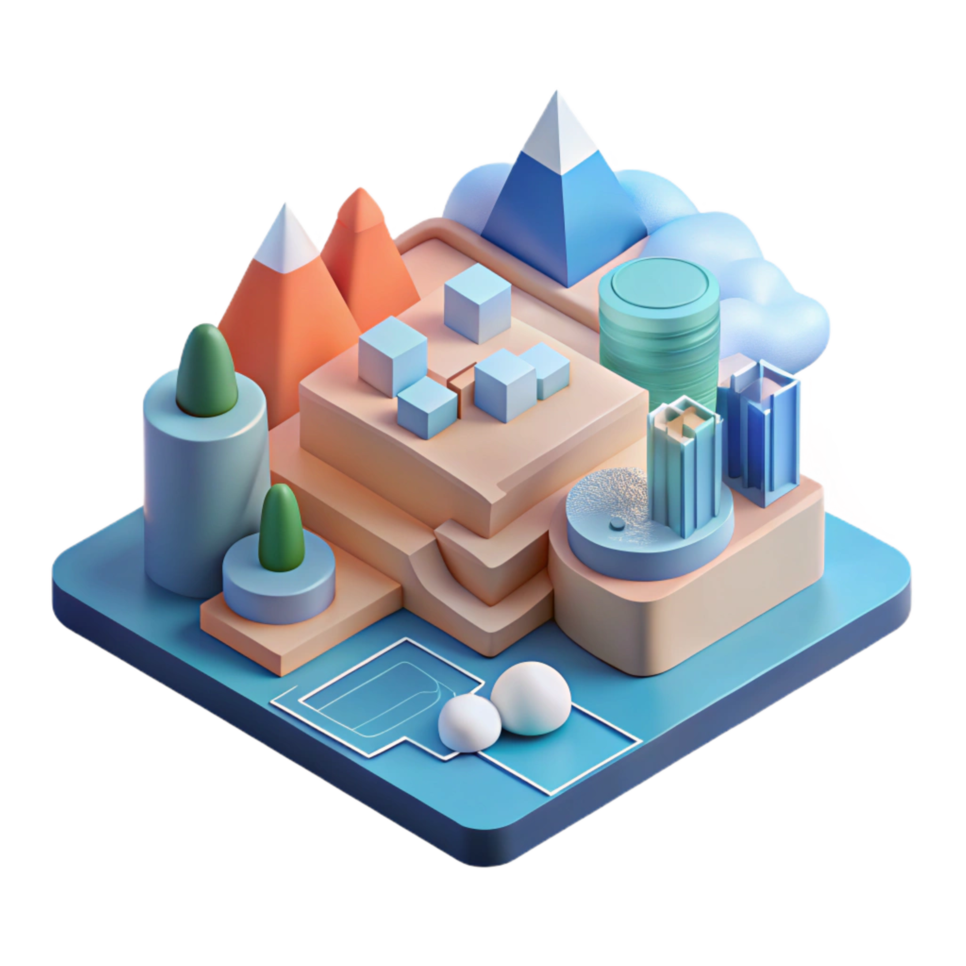 Stunning Rustic Abstract Data Landscape Isometric View Isolated Genuine 58003282 Png