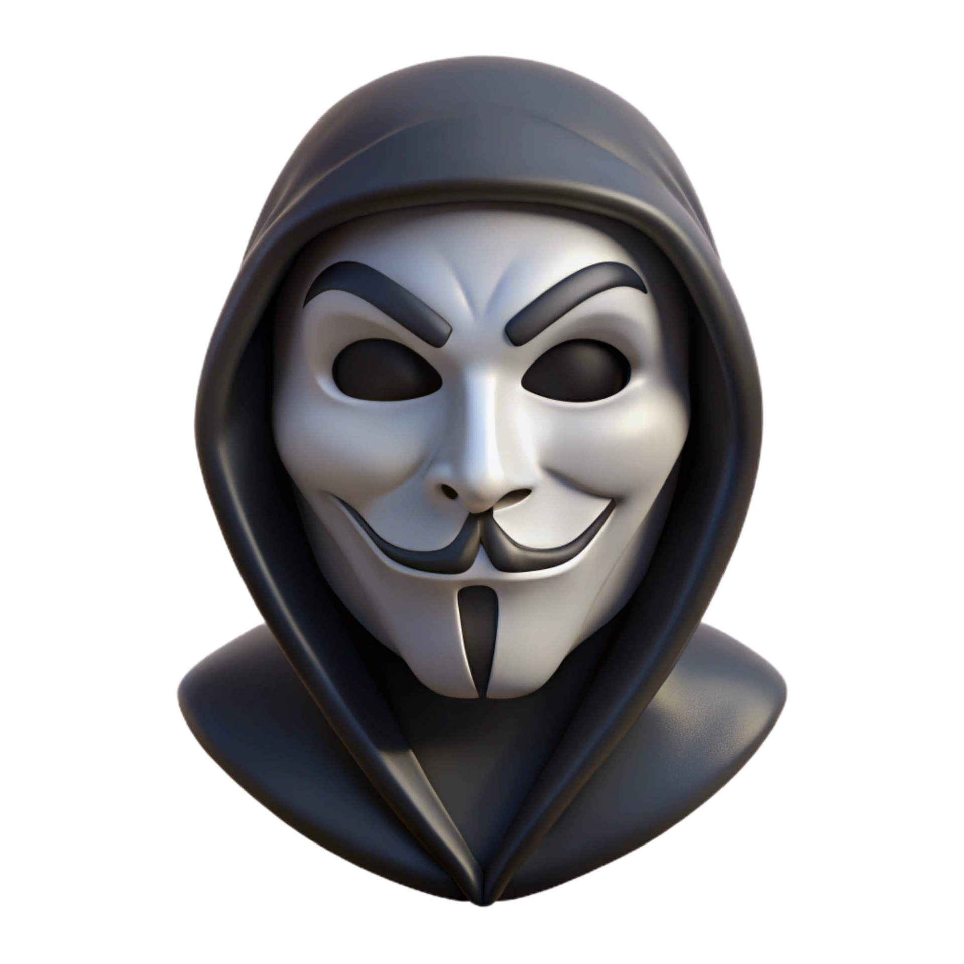 Serene Abstract Anonymous Hacker Mask Black Skull Isolated Element