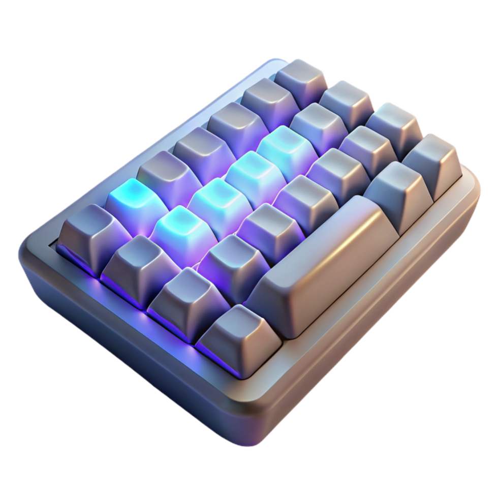 Beautiful Minimalist Coding Keyboard With Glowing Keys Element Detailed