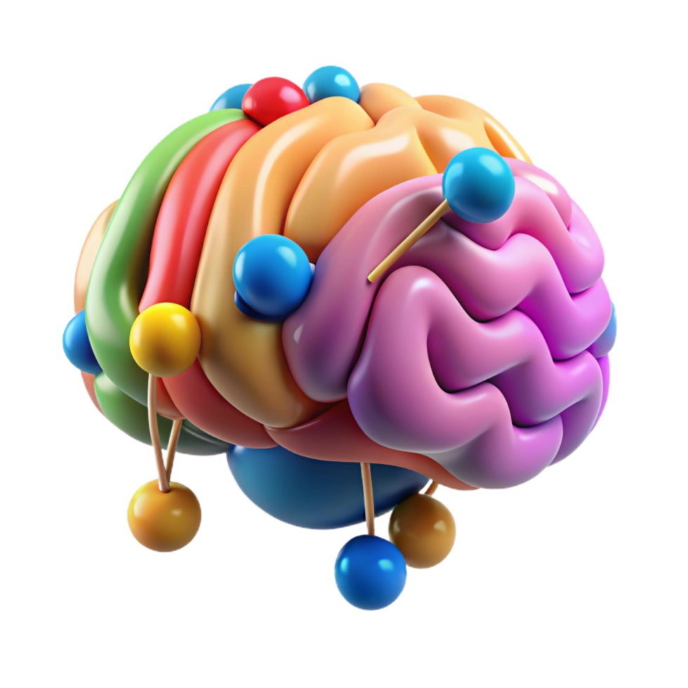 Wonderful Abstract Colorful Brain With Data Connections Cutout Detailed