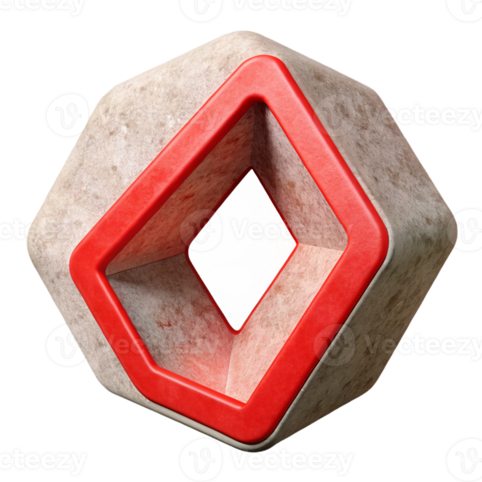 Magnificent Artistic Geometric Shape Algorithm With Red Outline Cutout