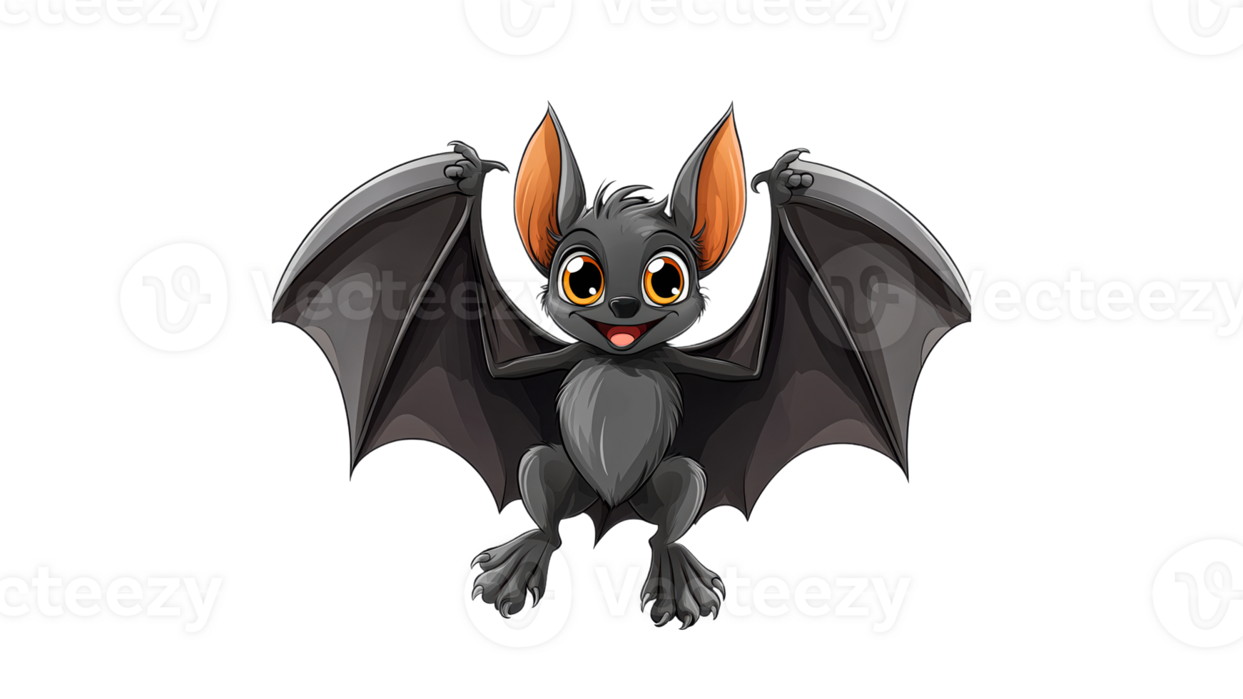 Cute cartoon bat character with large wings 58030174 PNG