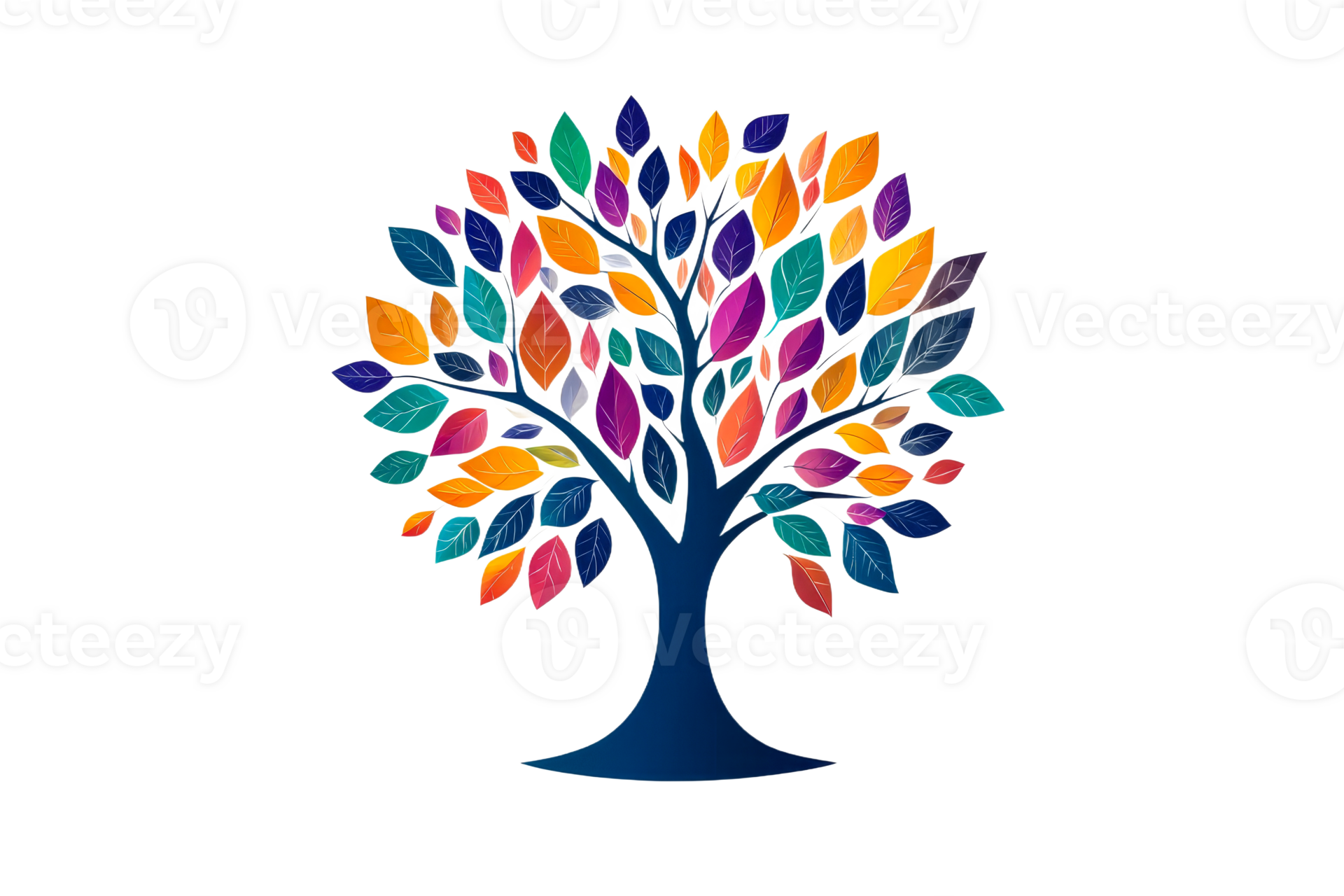 Colorful tree with vibrant leaves decoration 58033062 PNG