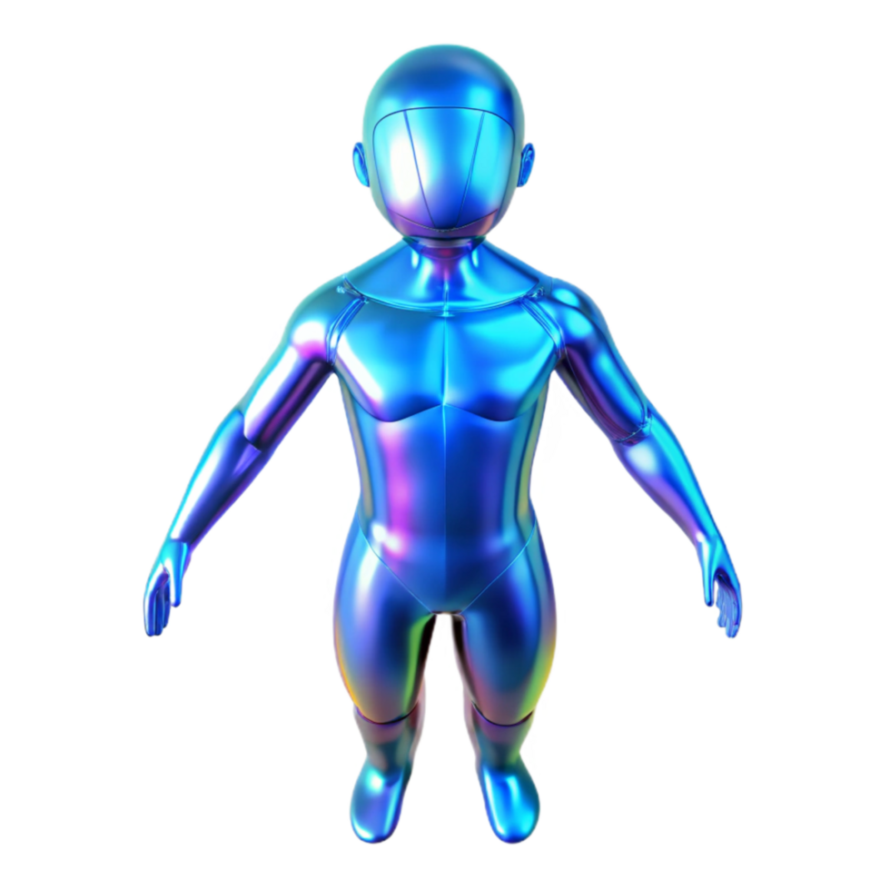 Serene Contemporary Holographic Projection Human Figure Blue Light