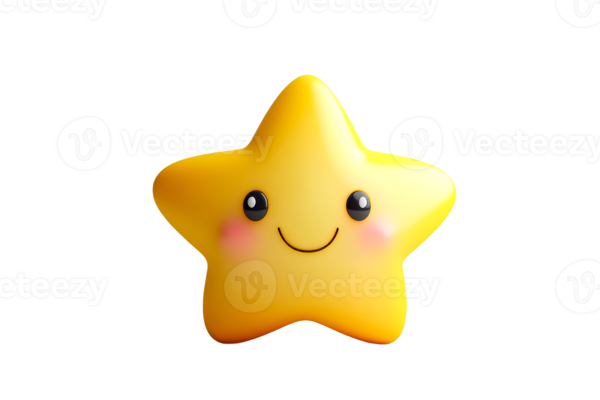 Cute smiling yellow star character with cheeks 58036162 PNG