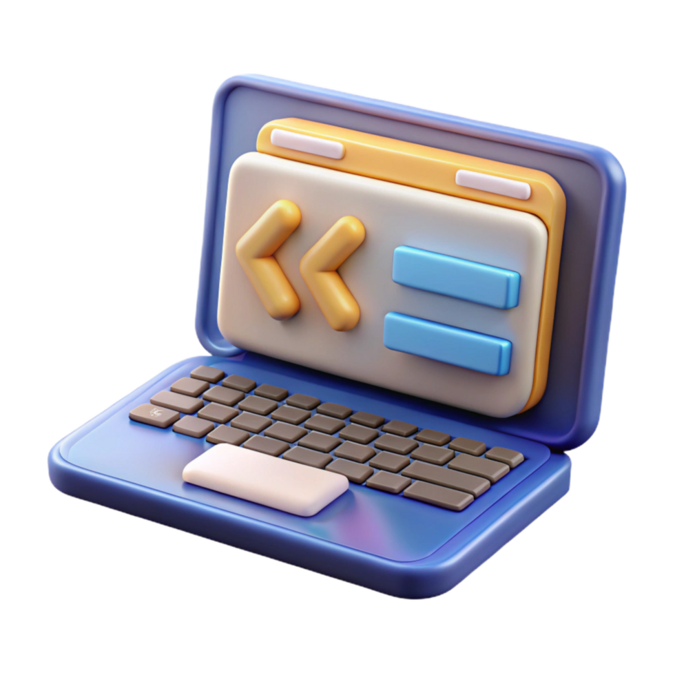 stunning abstract Laptop with Coding Interface Transparent Background ...