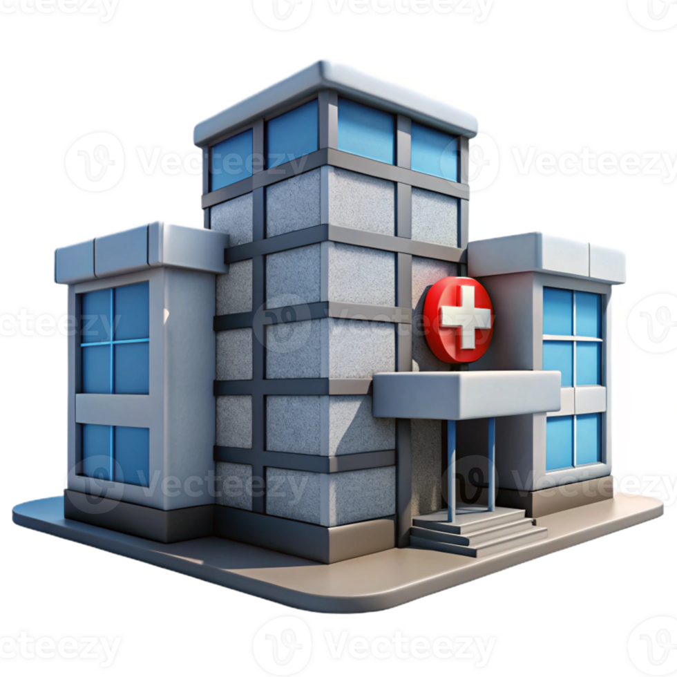 dramatic rustic Modern Architecture Hospital Building Isolated detailed ...