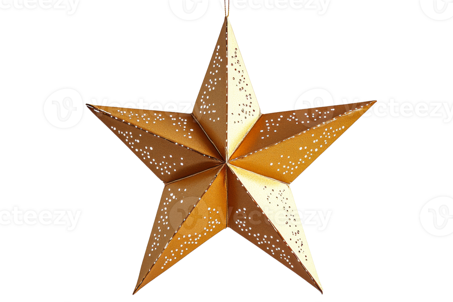 Golden Christmas Star Ornament with White Dots, cut out transparent ...
