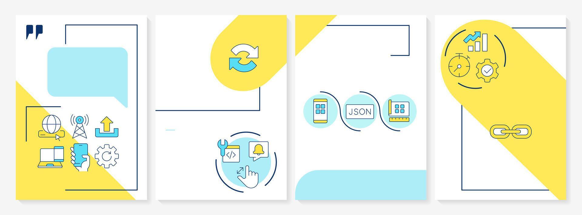 Progressive Web Applications Blue And Yellow Brochure Template Features Components And Pros