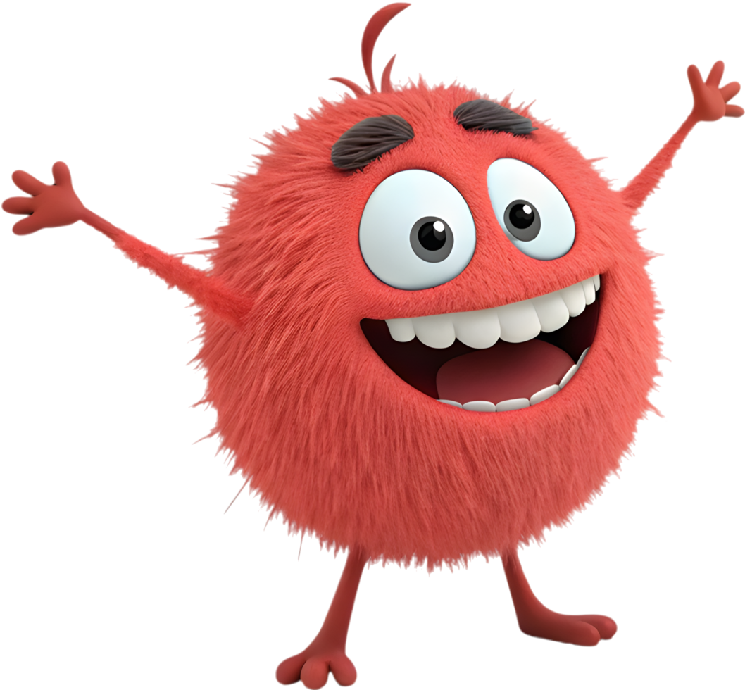 Fuzzy Fluffy Ball Monster Clipart for Cartoon Lovers. . 58056345 PNG