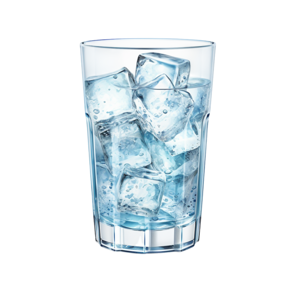 Tall glass filled with ice cubes and clear water 58062775 PNG