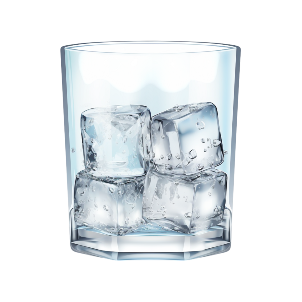 Glass filled with refreshing ice water and floating ice cubes 58063258 PNG