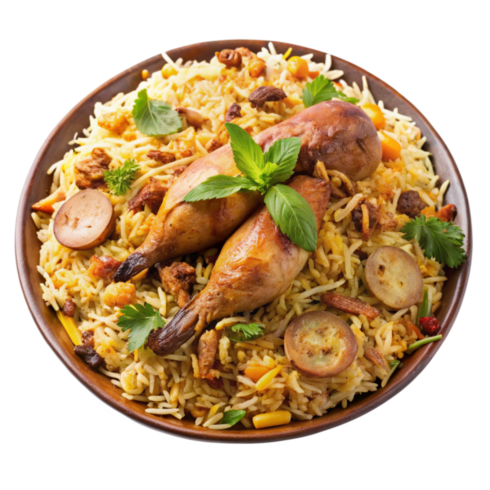 Delicious Chicken Mandi Rice Dish with Roasted Chicken Legs and ...
