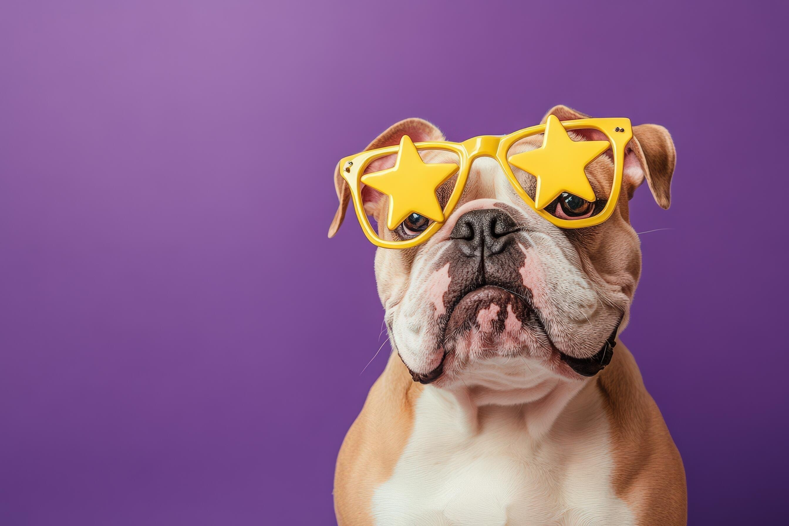 A dog wearing sunglasses on a purple background 58073253 Stock Photo at Vecteezy