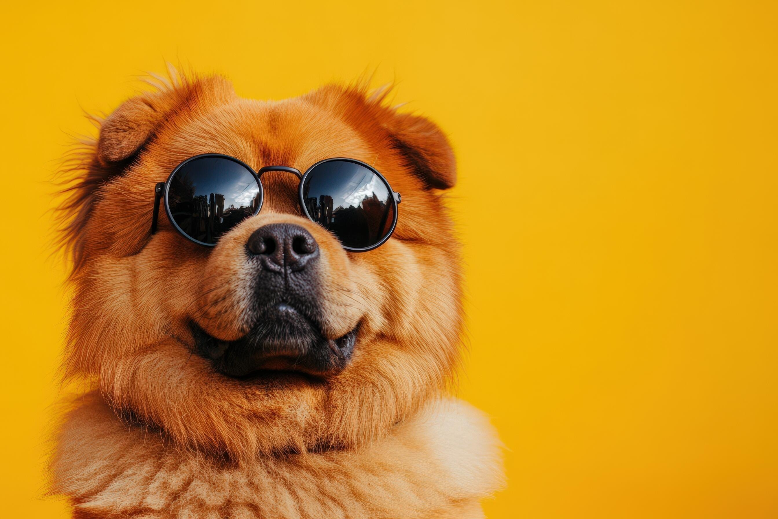 Dog wearing sunglasses on yellow background 58073281 Stock Photo at Vecteezy