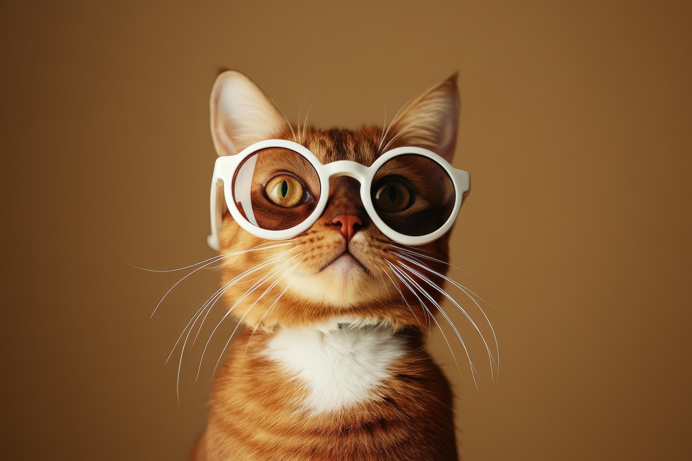 A cat wearing sunglasses on a brown background 58073586 Stock Photo at Vecteezy