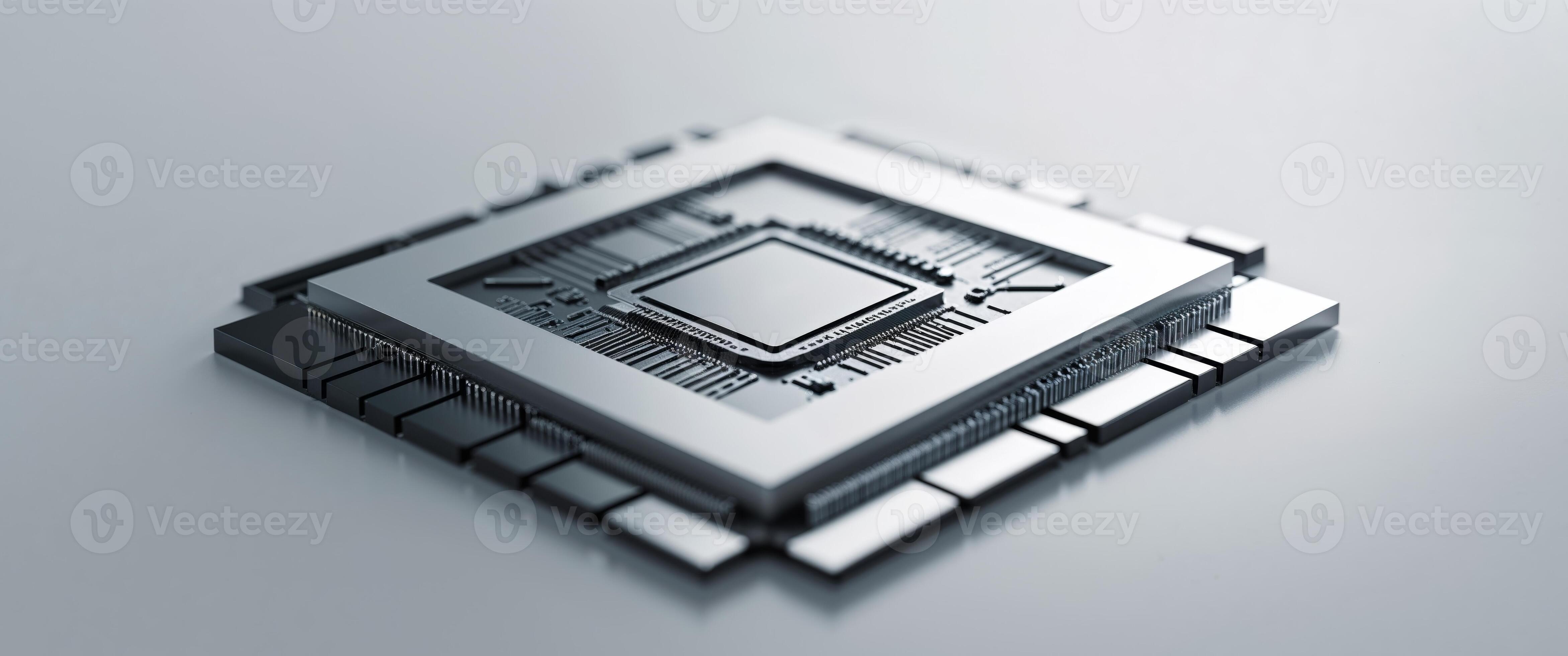 Illuminated Futuristic Microchip With Advanced Circuitry Design
