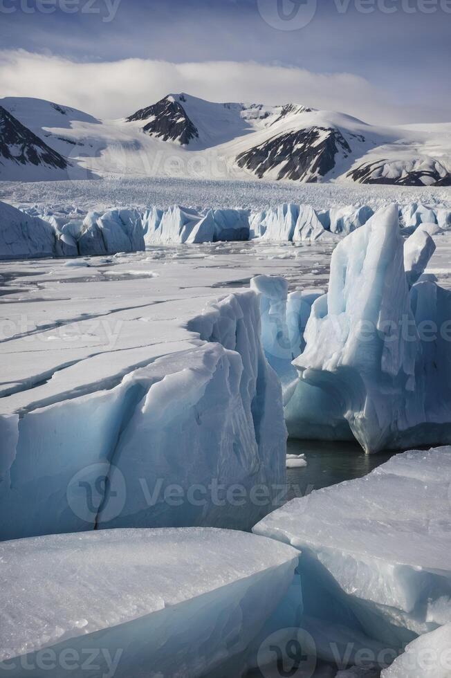 Exploring Frozen Glacier Landscape with Snow Capped Mountains and Ice Formations 58089287 Stock ...