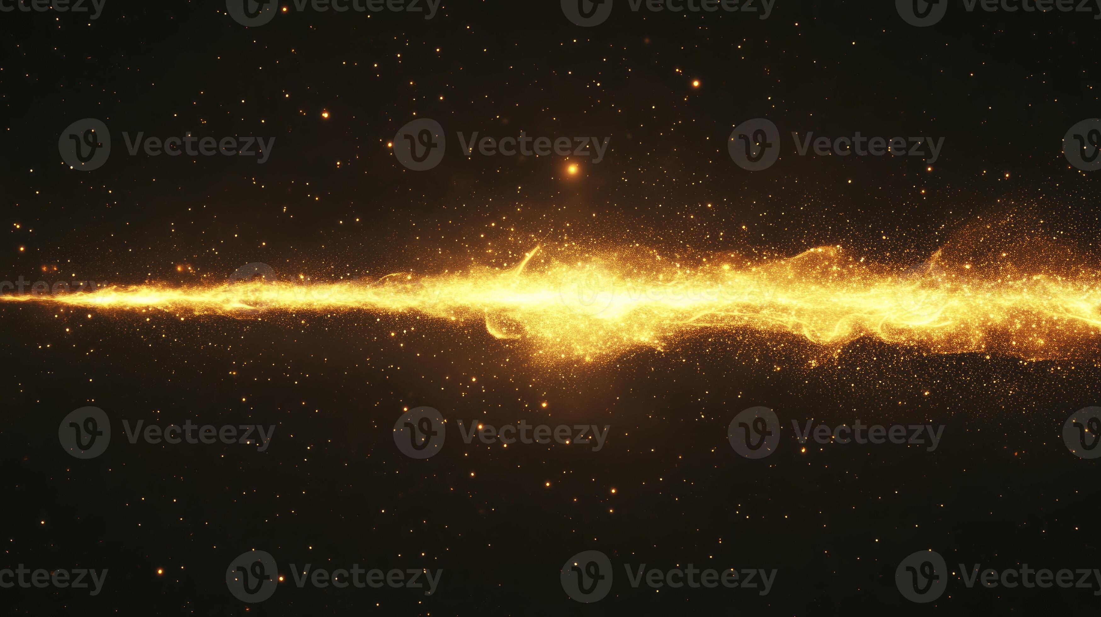 Golden Light Trail Glowing Through the Dark with Starry Particle Effects 58096750 Stock Photo at ...