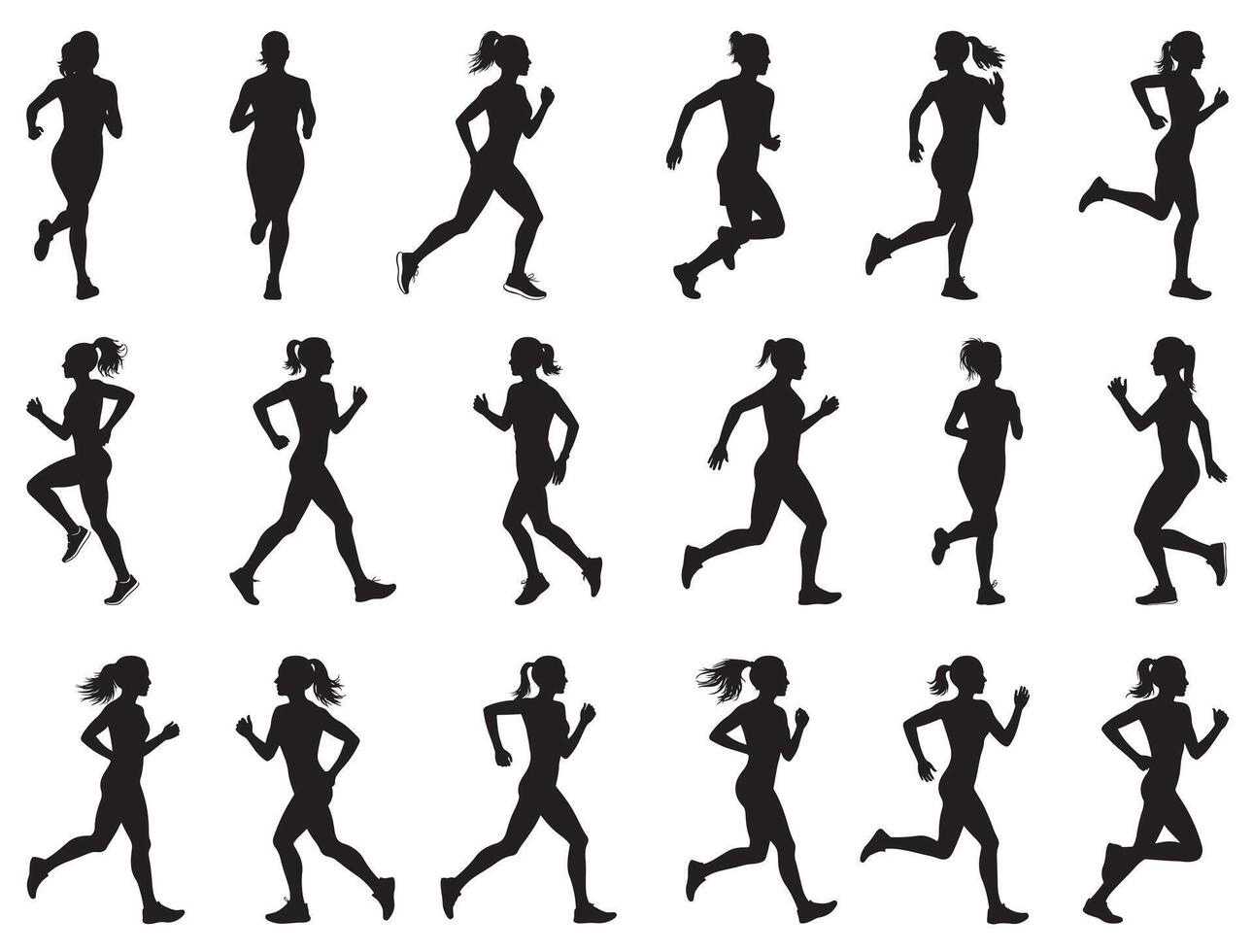 RUNNING WOMAN SILHOUETTE WHITE BACKGROUND 58100706 Vector Art at Vecteezy