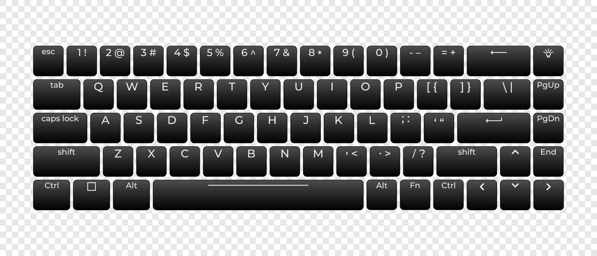 Computer keyboard button layout template with letters for graphic use. Modern computer keyboard ...
