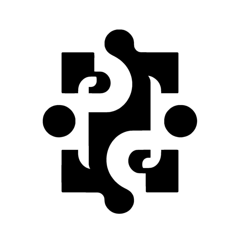 Abstract Black And White Composed Of Interlocking Shapes Suggesting Connection Unity And