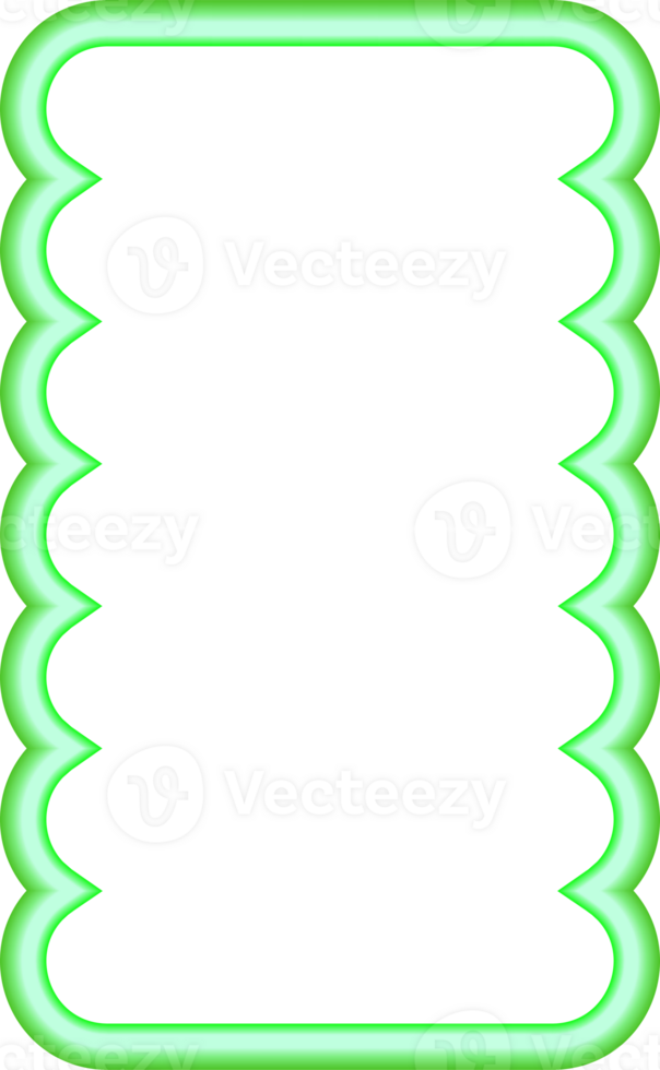 Wavy Border Frame Squiggle Edge Rectangle Green Neon Scallop Shape Retro Groovy Aesthetic