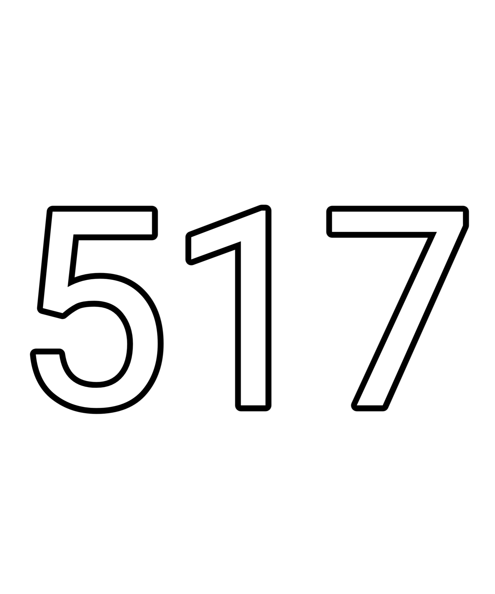 Black and white color numbers 517 58145118 PNG