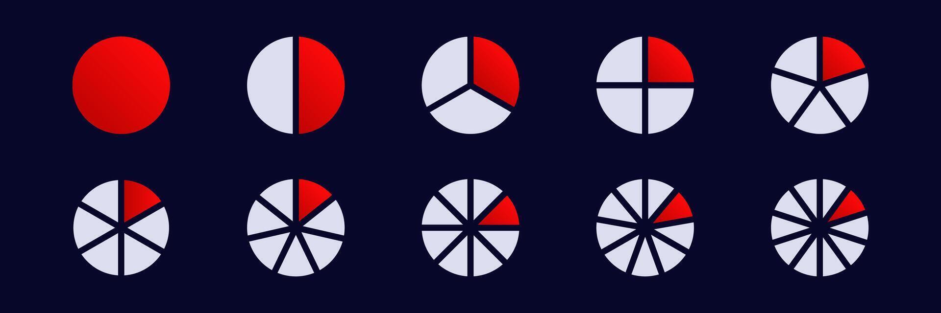 Various Pie Chart Representations Showing Different Data Segmentations 58158851 Vector Art At
