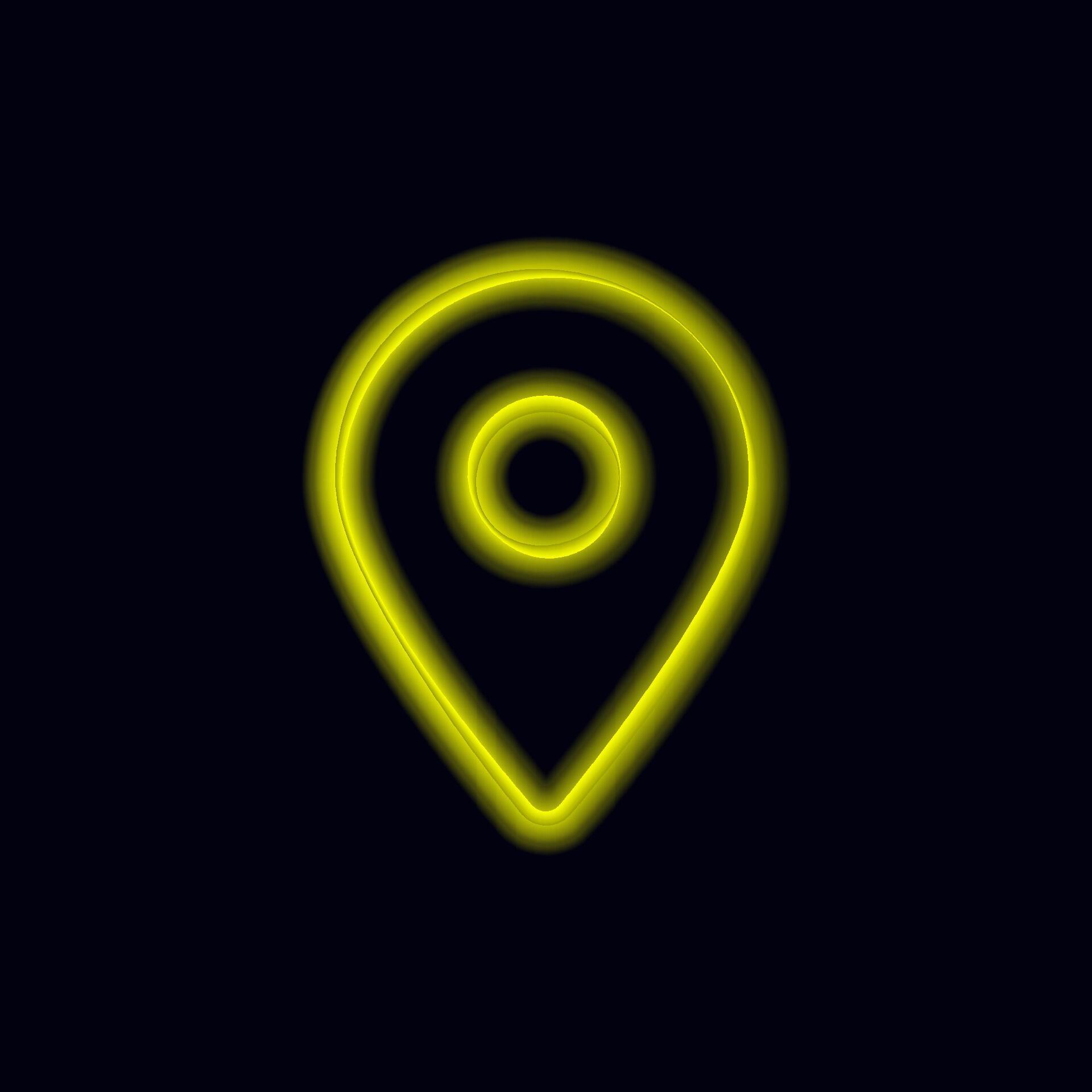 Bright neon yellow location icon with circular design in the center ...