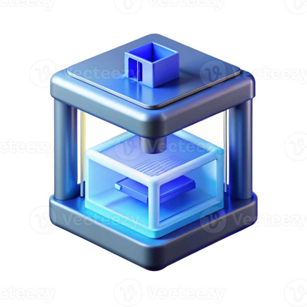 Vibrant Creative A 3d Printer Creating A Complex Object Layer By Layer Illuminated By A Blue