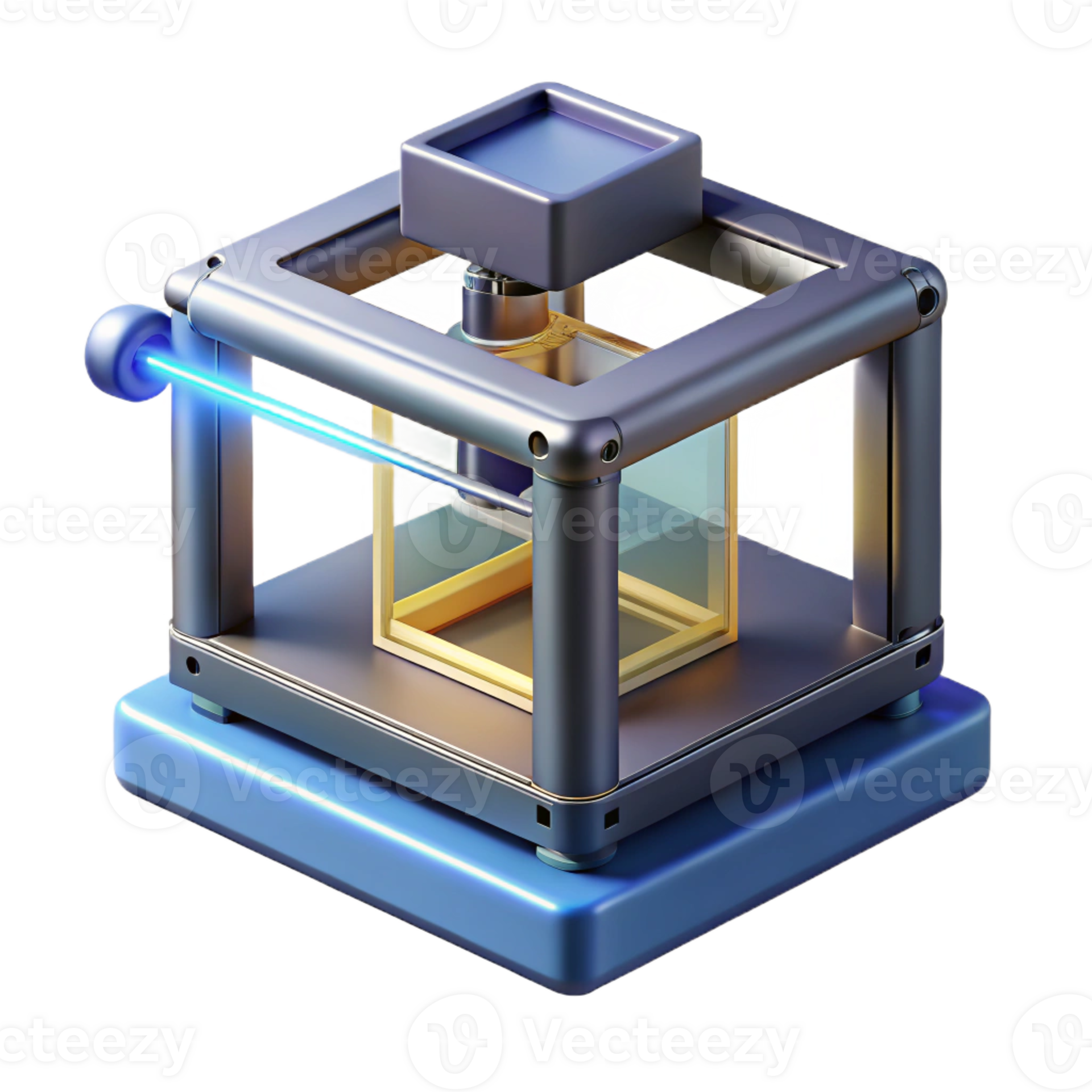 extraordinary modern A 3D printer creating a complex, geometric object layer by layer ...