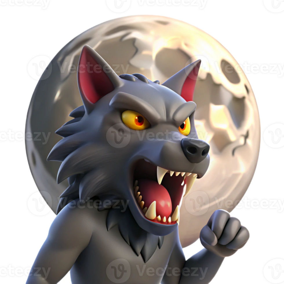 serene abstract A fierce werewolf howling at the moon, dramatic lighting, Halloween cartoon ...