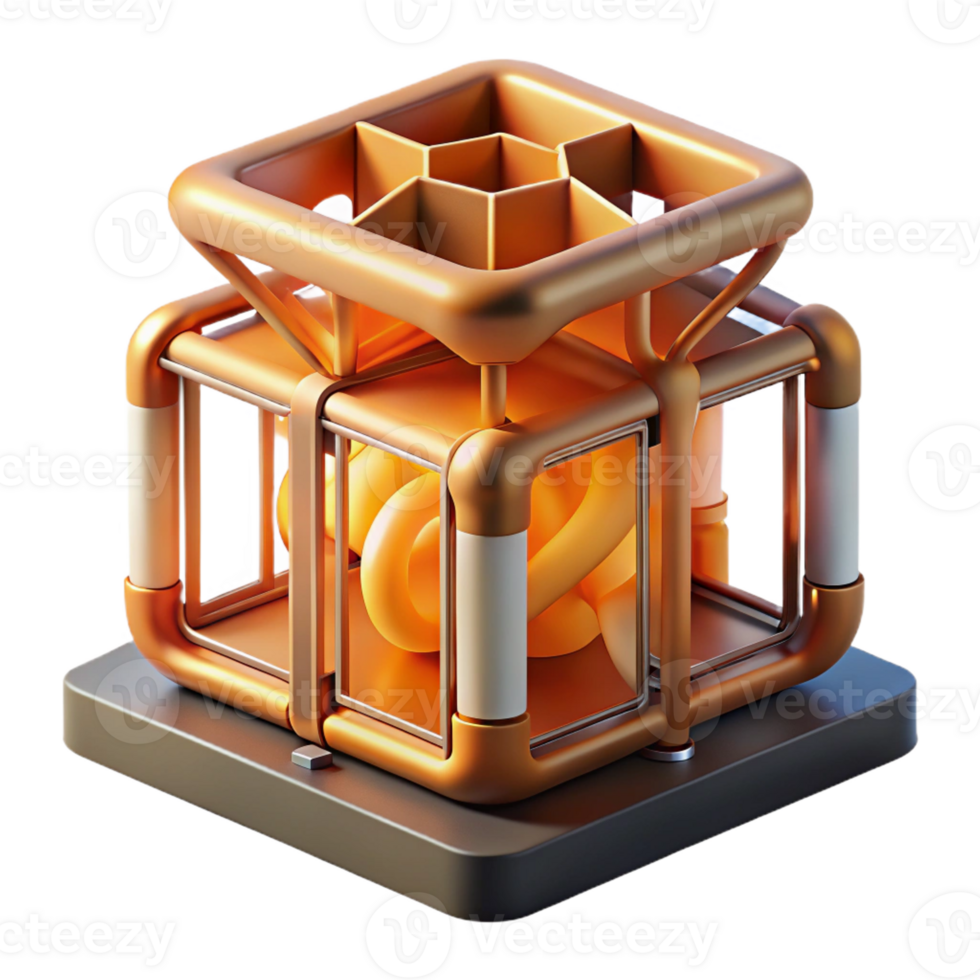 Impressive Creative A 3d Printer Creating A Complex Organic Structure Warm Orange Lighting